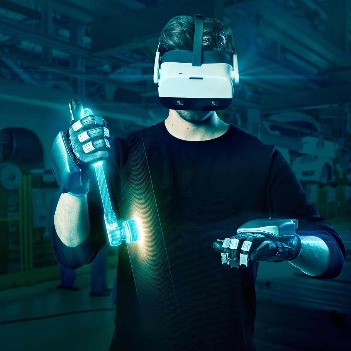 SenseGlove Nova Blue | Haptic Virtual Reality Gloves | Knoxlabs