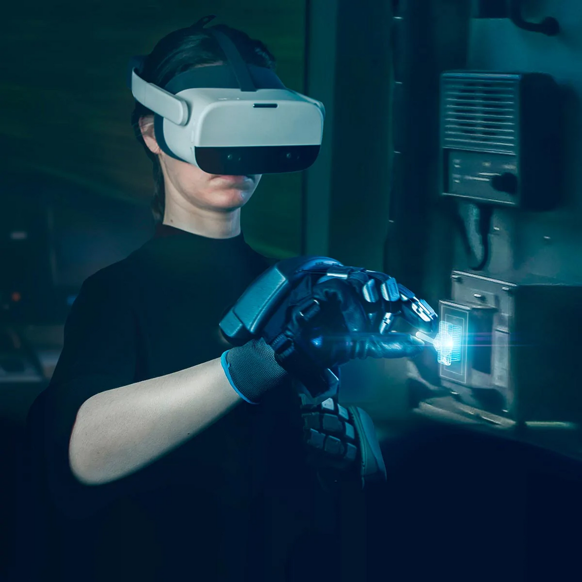 SenseGlove Nova Blue | Haptic Virtual Reality Gloves | Knoxlabs